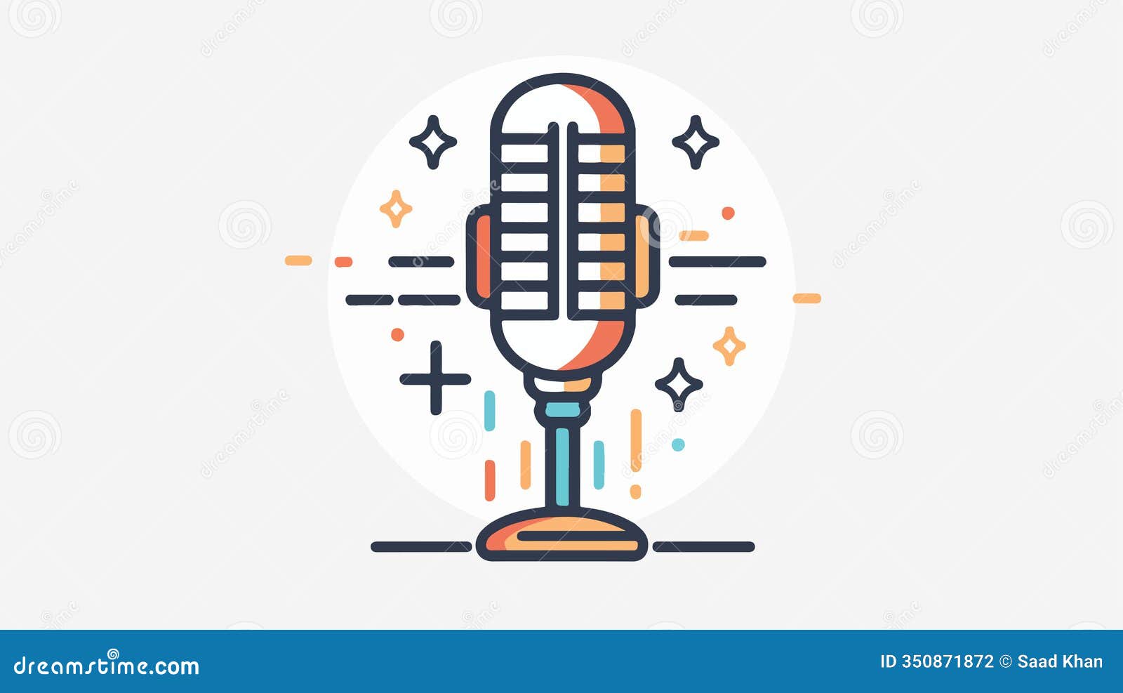 Professional Microphone with Cross Outline Icon Vector Illustration ...