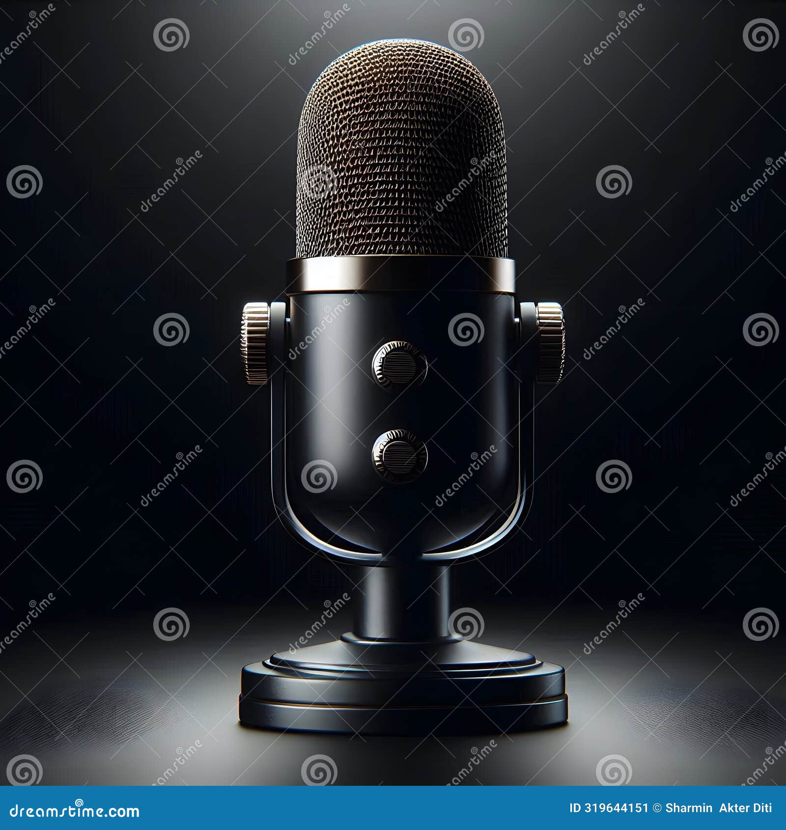 A Professional Microphone with a Dark Background Stock Illustration ...