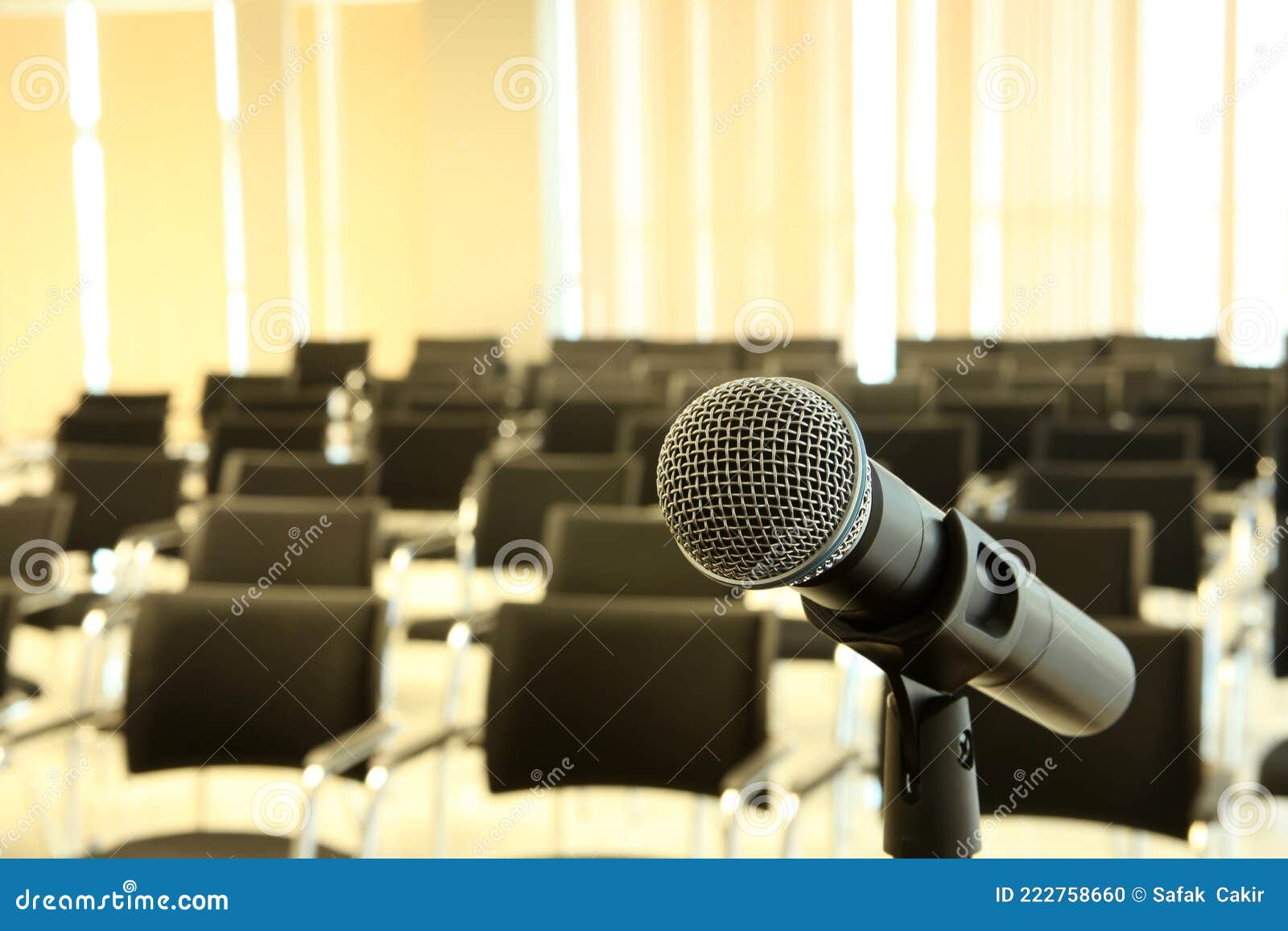 Professional Microphone in Meeting Room. Stock Photo - Image of ...