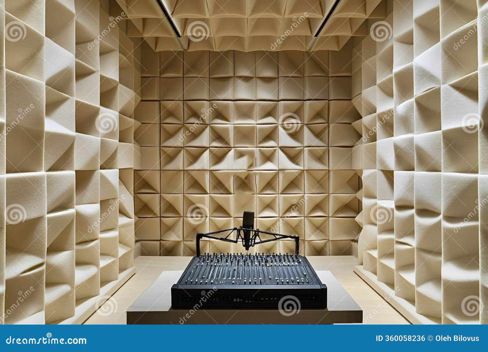 Professional Microphone and Mixing Desk in Recording Studio with ...