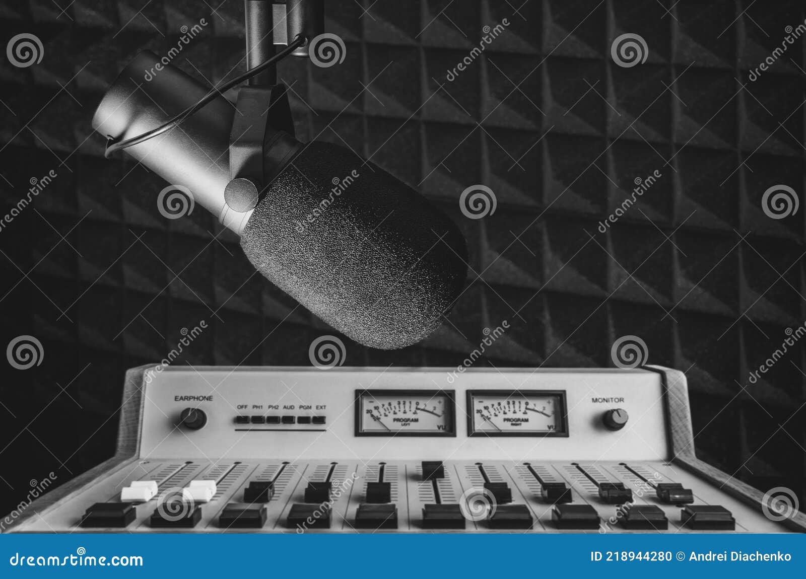 Professional Microphone in Radio Station Studio Stock Photo - Image of ...