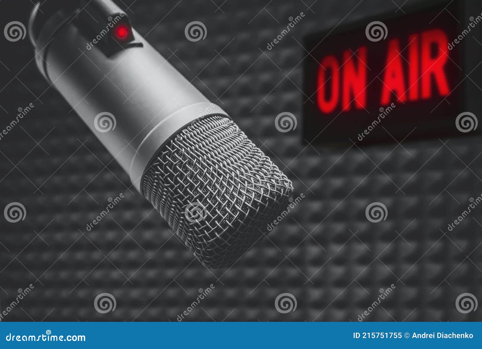 Professional Microphone in Radio Station Studio Stock Image - Image of ...