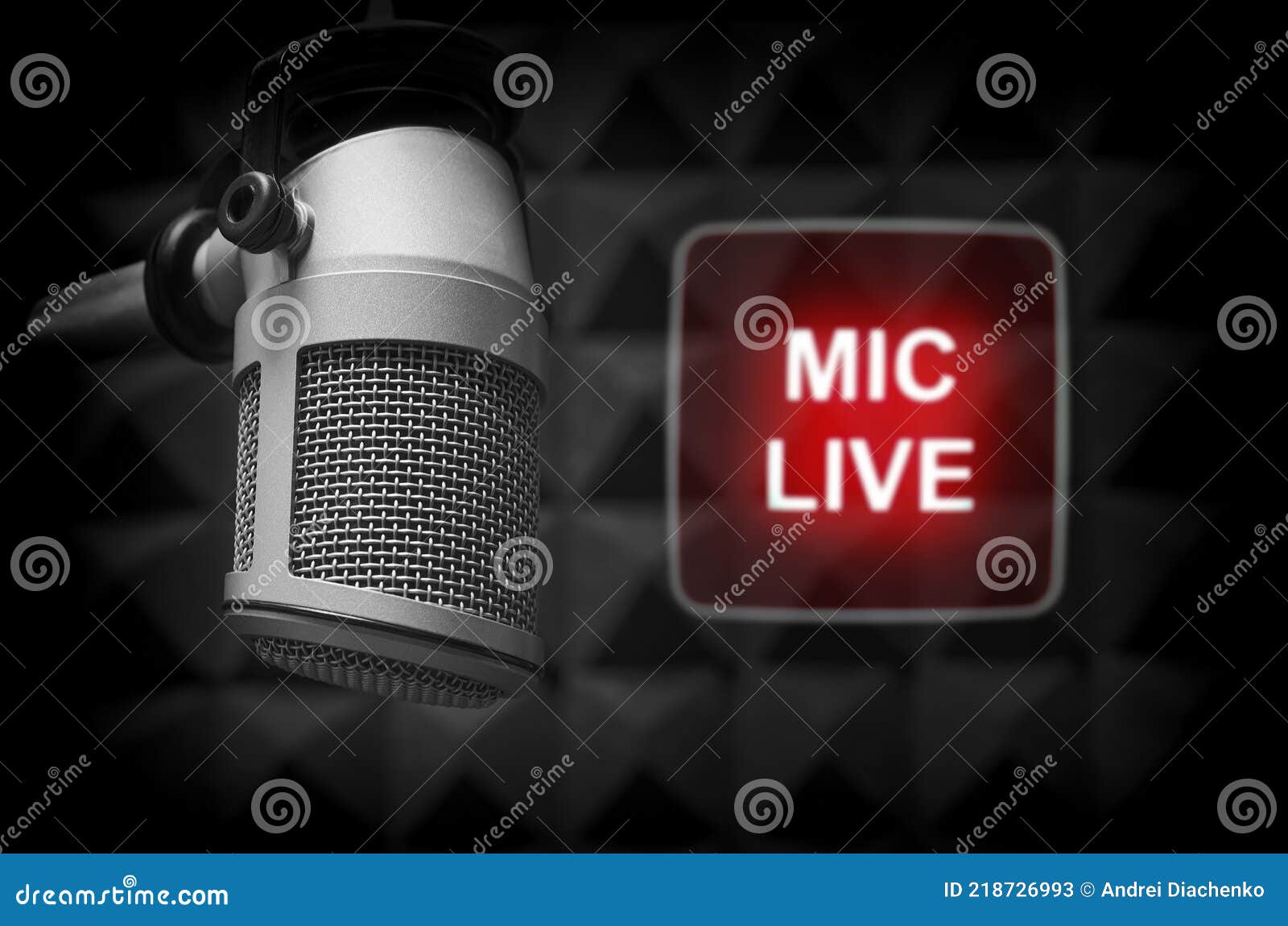 Professional Microphone in Radio Station Studio Stock Image - Image of ...