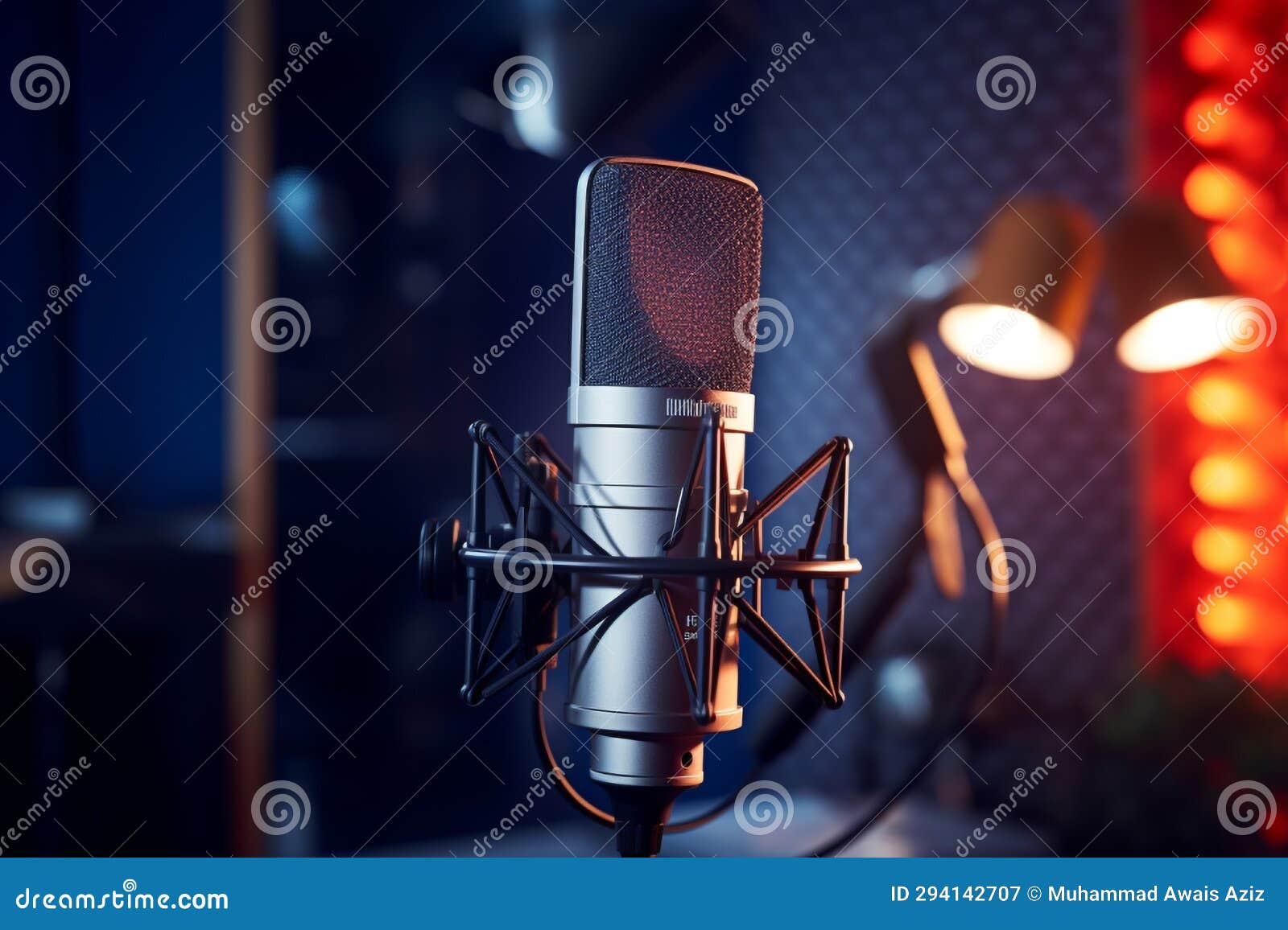 Professional Microphone in Recording Studio, Close-up. Professional ...