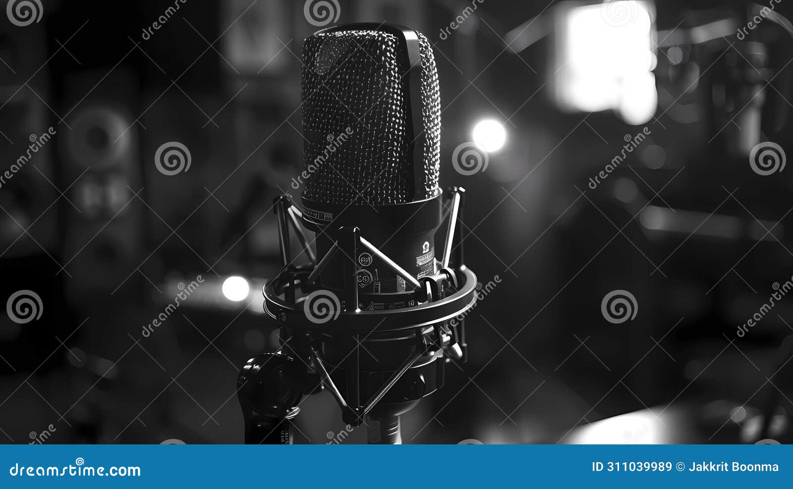 Professional Microphone in Recording Studio, Generative AI ...