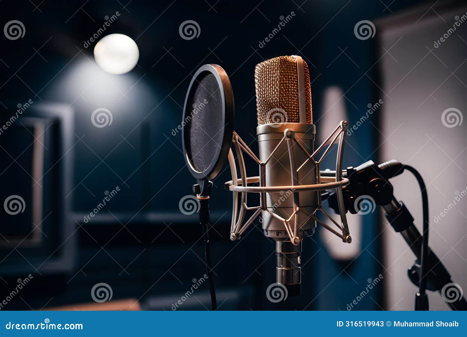 Professional Microphone Setup In Dimly Lit Studio Exudes Sophistication ...