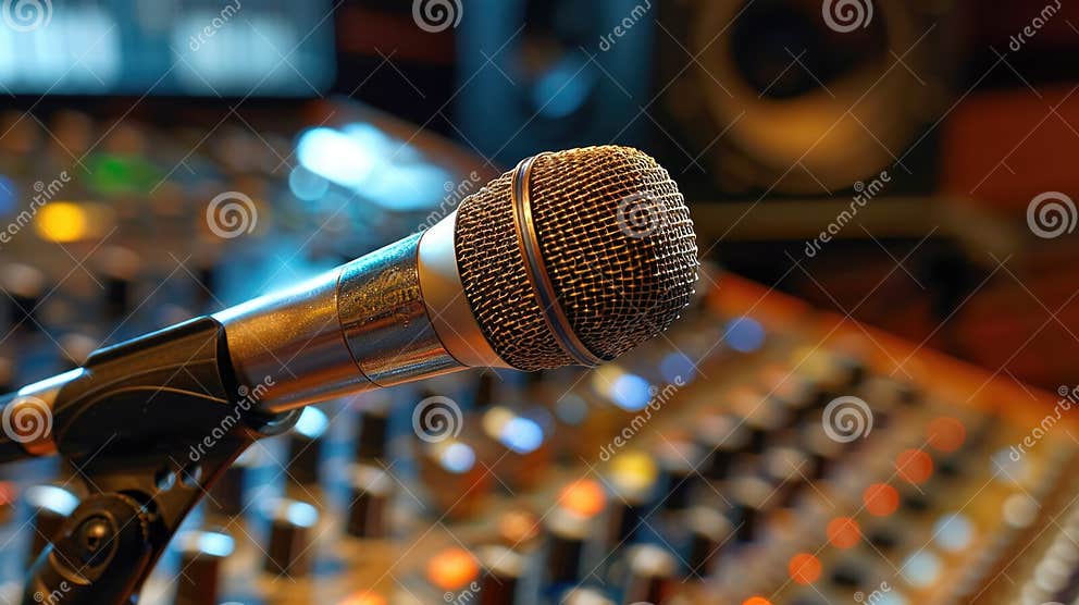 Professional Microphone Setup for Recording Stock Image - Image of ...