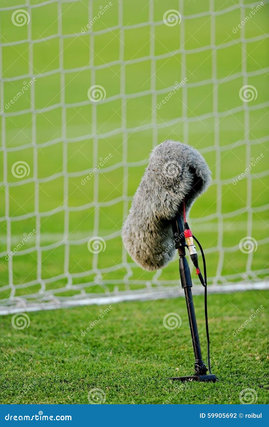 Professional Microphone on Soccer Field Stock Photo - Image of detail ...