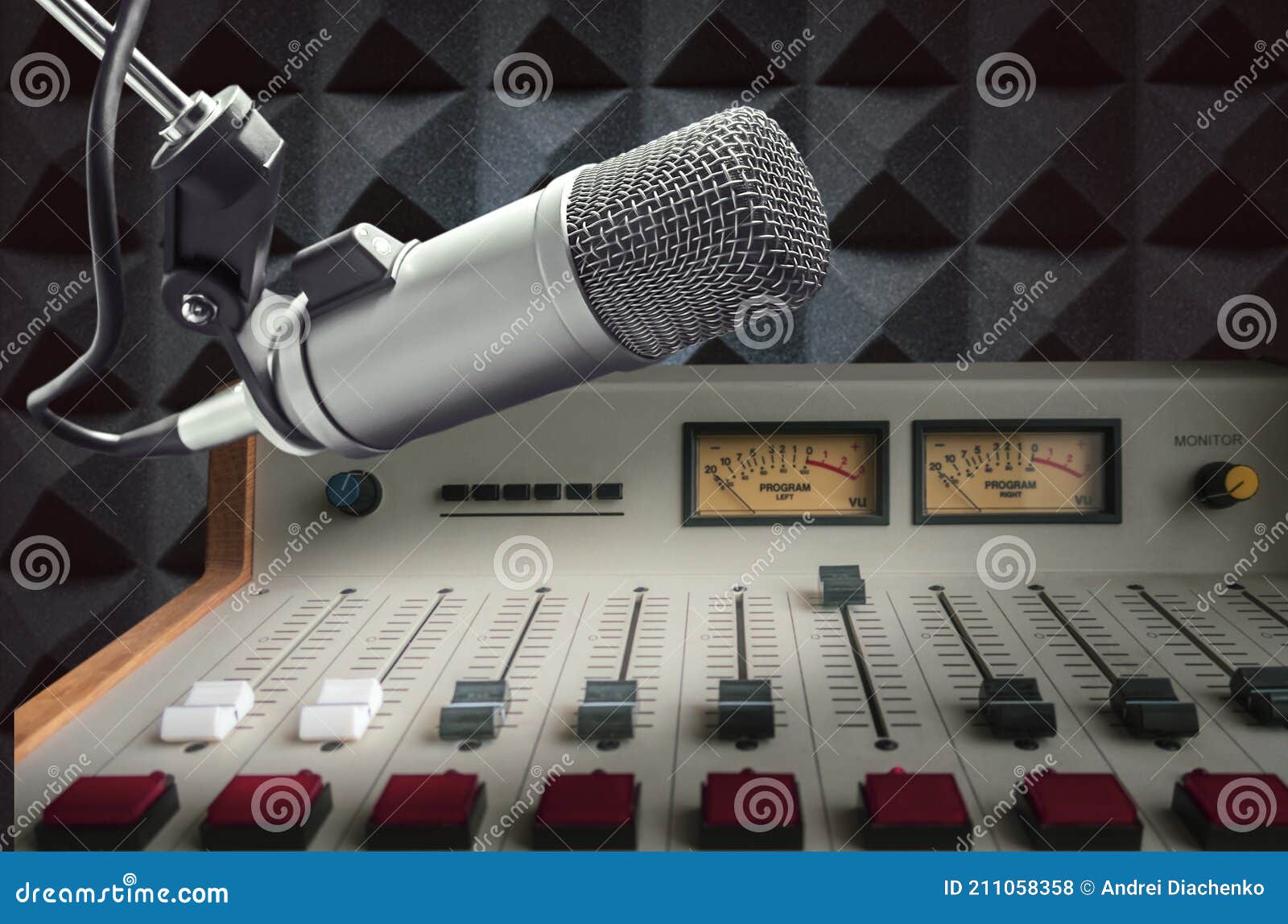 Professional Microphone and Sound Console Stock Photo - Image of ...