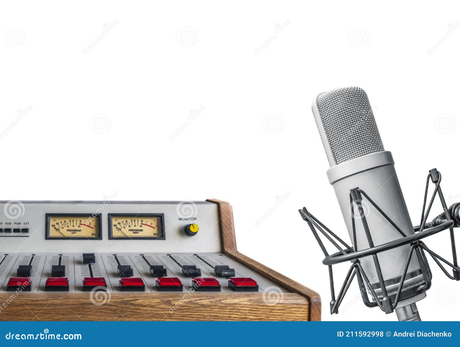 Professional Microphone and Sound Console Stock Photo - Image of ...