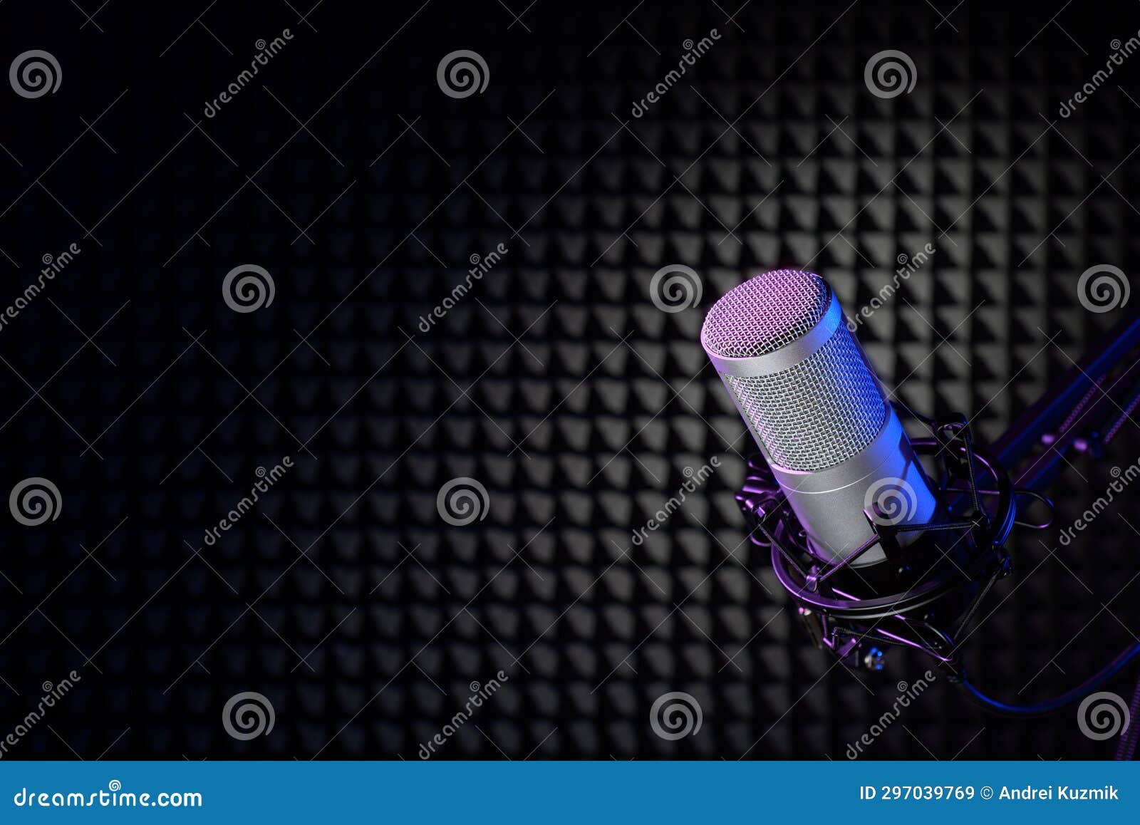 Professional Microphone in the Sound Recording Studio with Noise ...