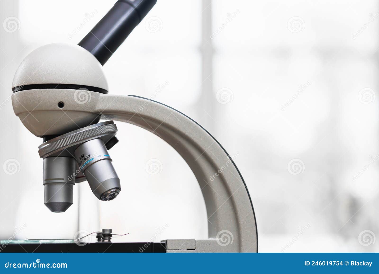 Professional Microscope on a Workplace in a Laboratory Stock Photo ...