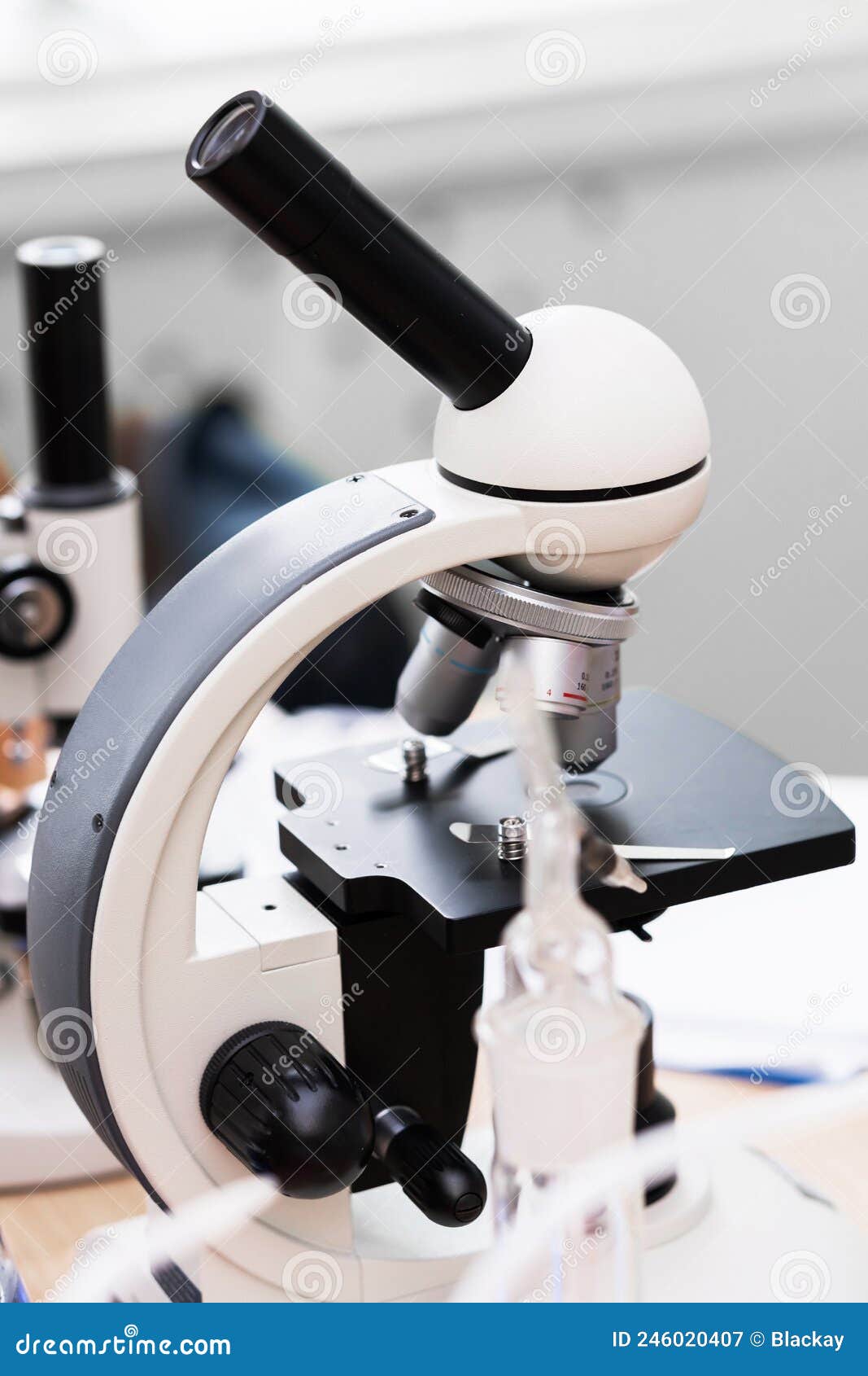 Professional Microscope on a Workplace in a Laboratory Stock Image ...