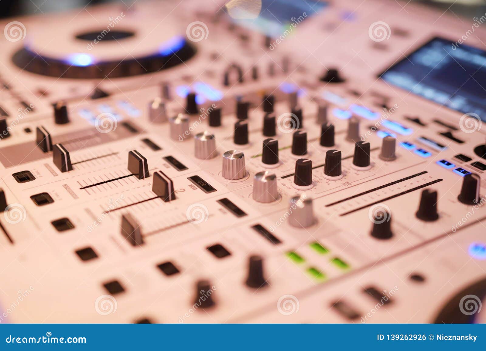 DJ mixing console stock photo. Image of playing, console - 139262926