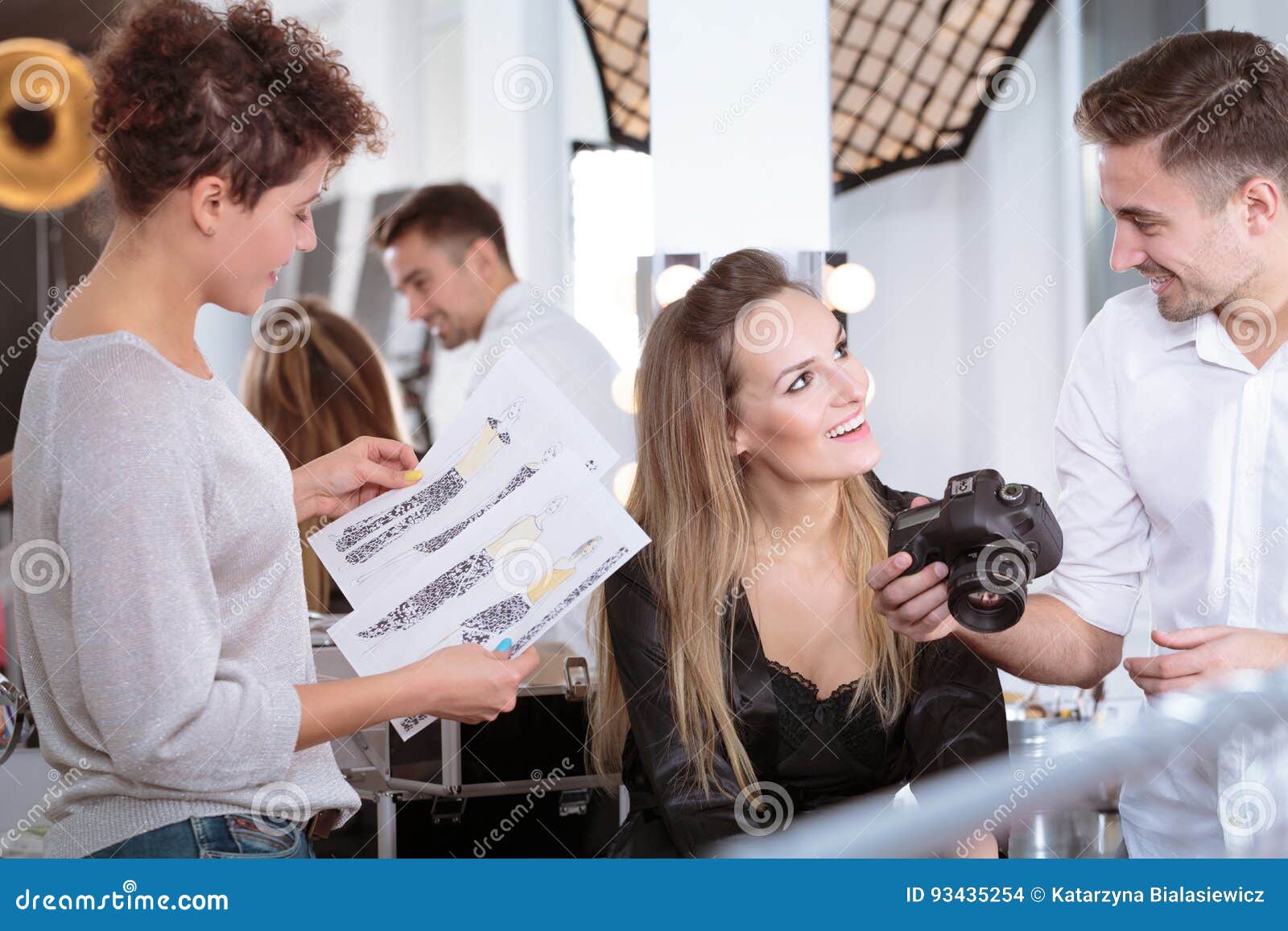 Professional Model Talking with Photographer Stock Photo - Image of ...