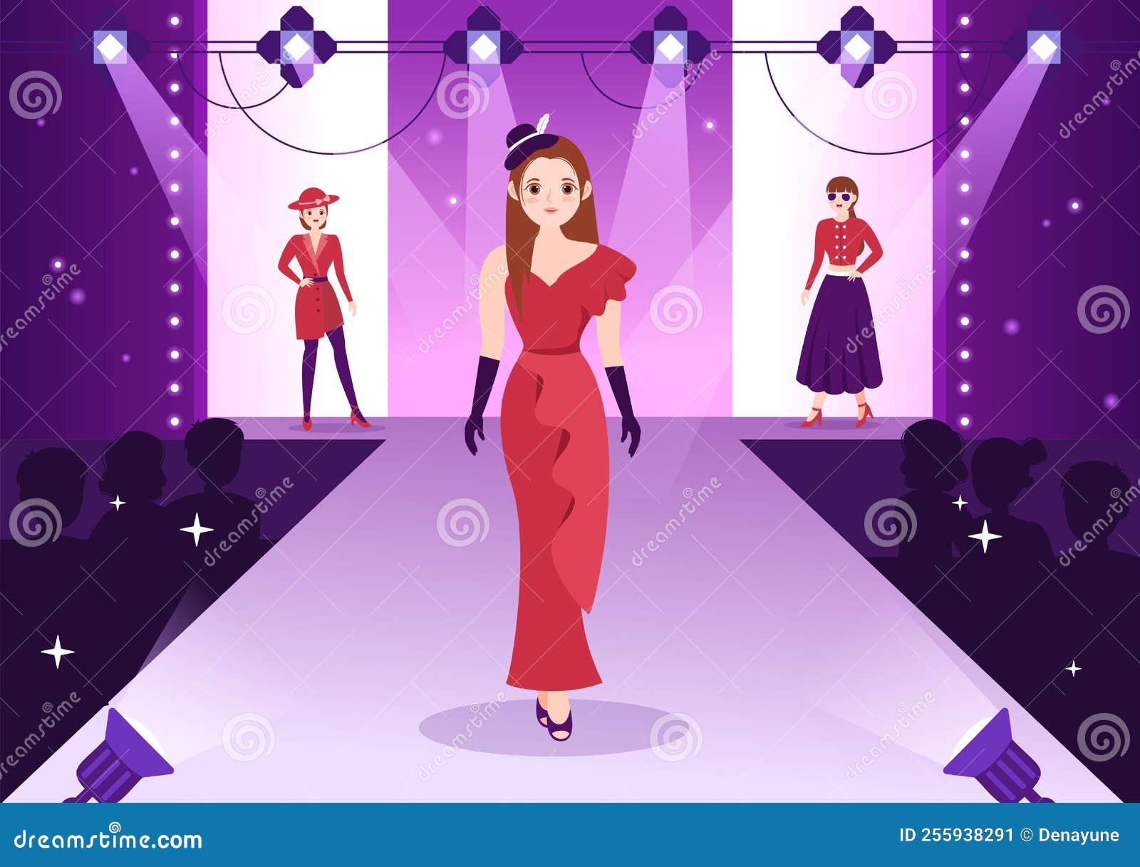 Professional Model Template Hand Drawn Cartoon Flat Illustration with ...