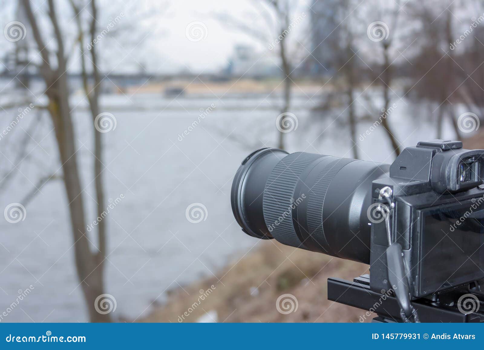 Professional Modern Camera, Empty Area with Copy Space for Your Content ...