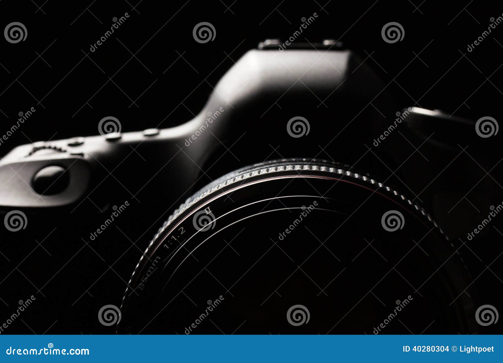 Professional Modern DSLR Camera Low Key Image Stock Photo - Image of ...