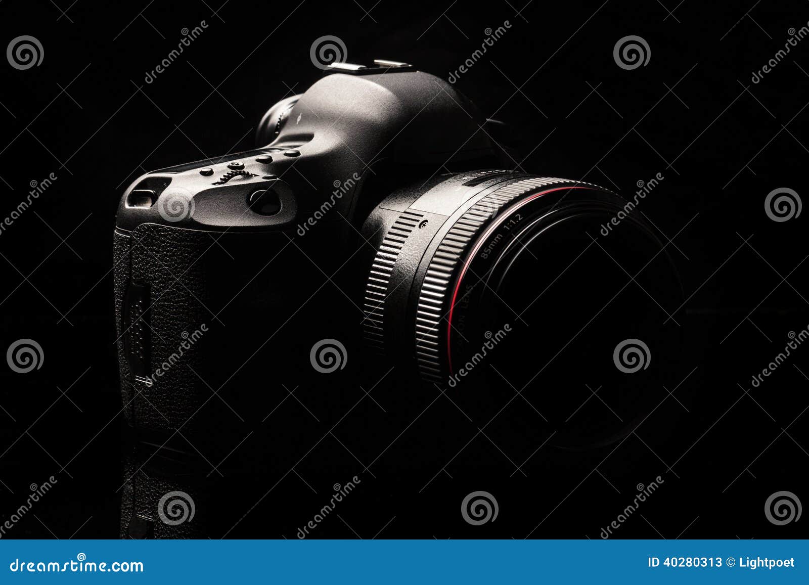 Professional Modern DSLR Camera Low Key Image Stock Image - Image of ...