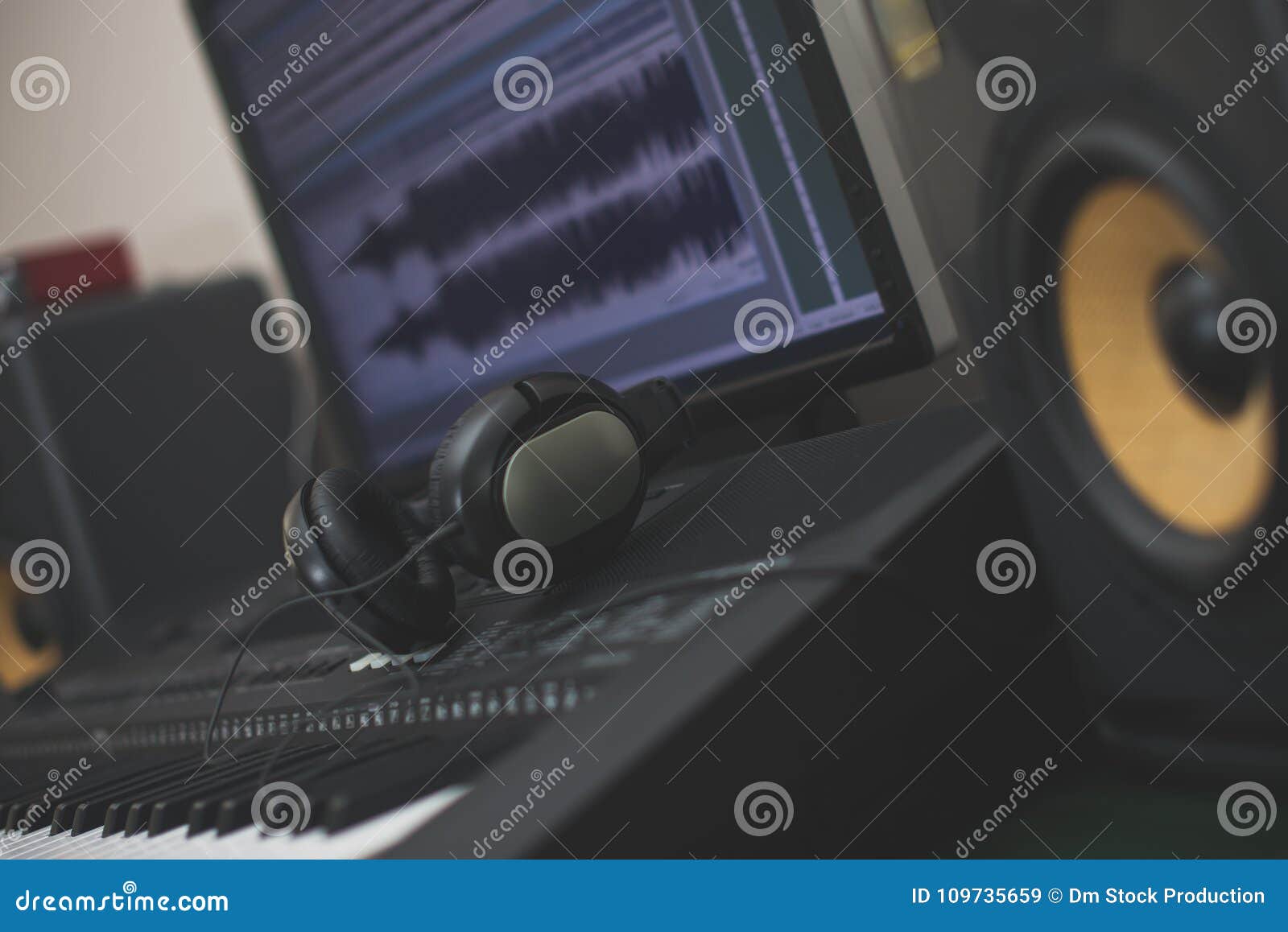 Recording studio. stock image. Image of engineer, production - 109735659