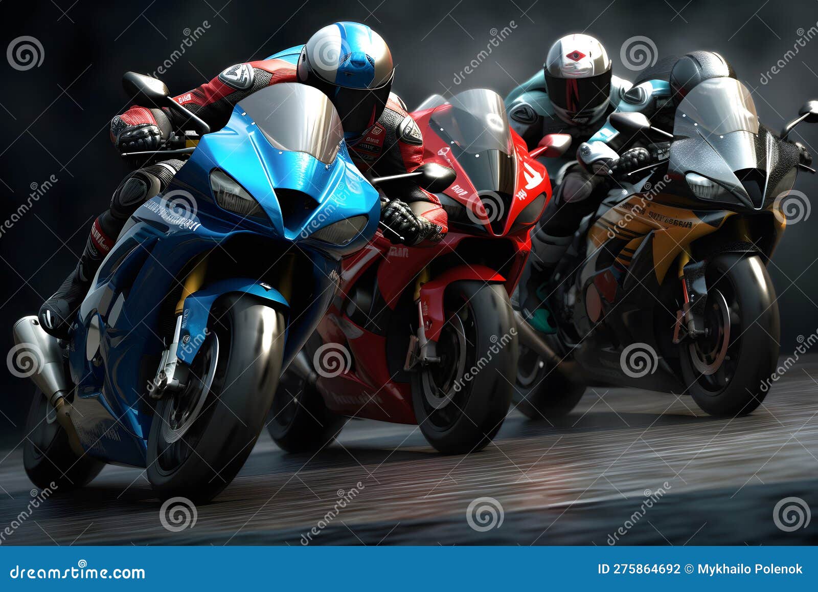 Professional Motorcycle Racers. Neural Network AI Generated Stock ...