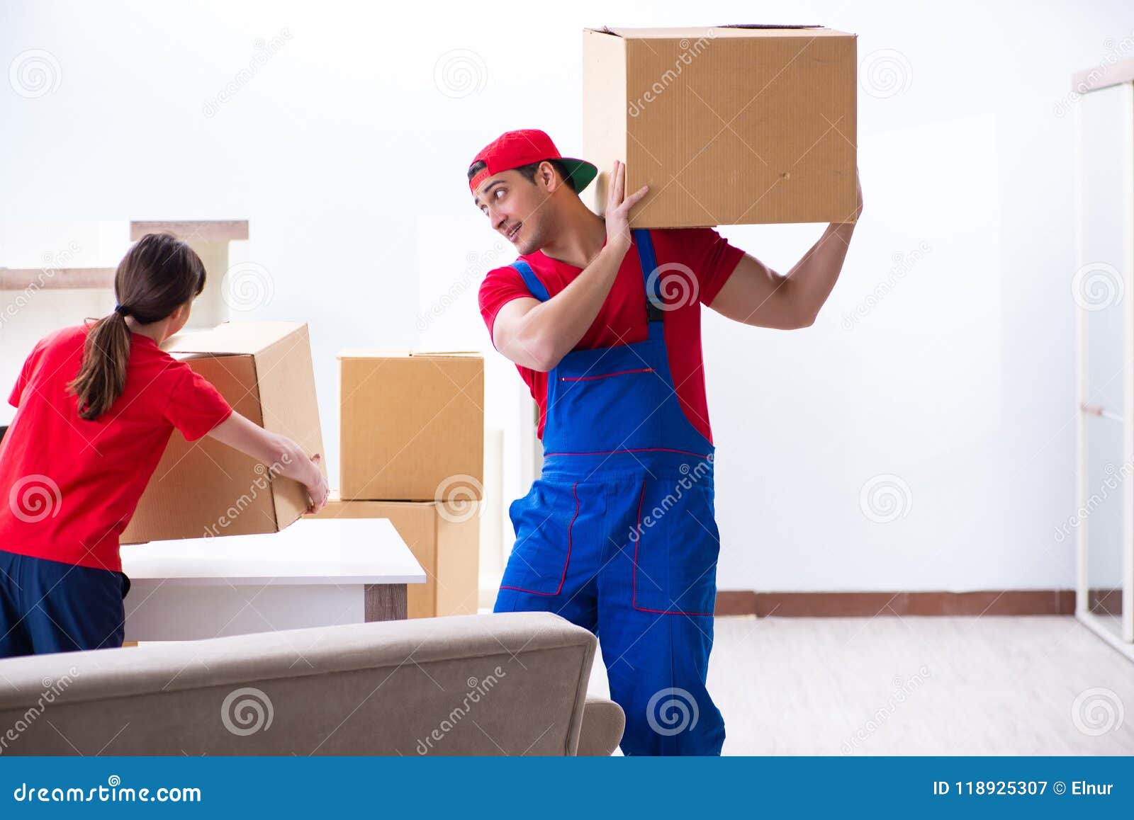 The Professional Movers Doing Home Relocation Stock Image - Image of ...