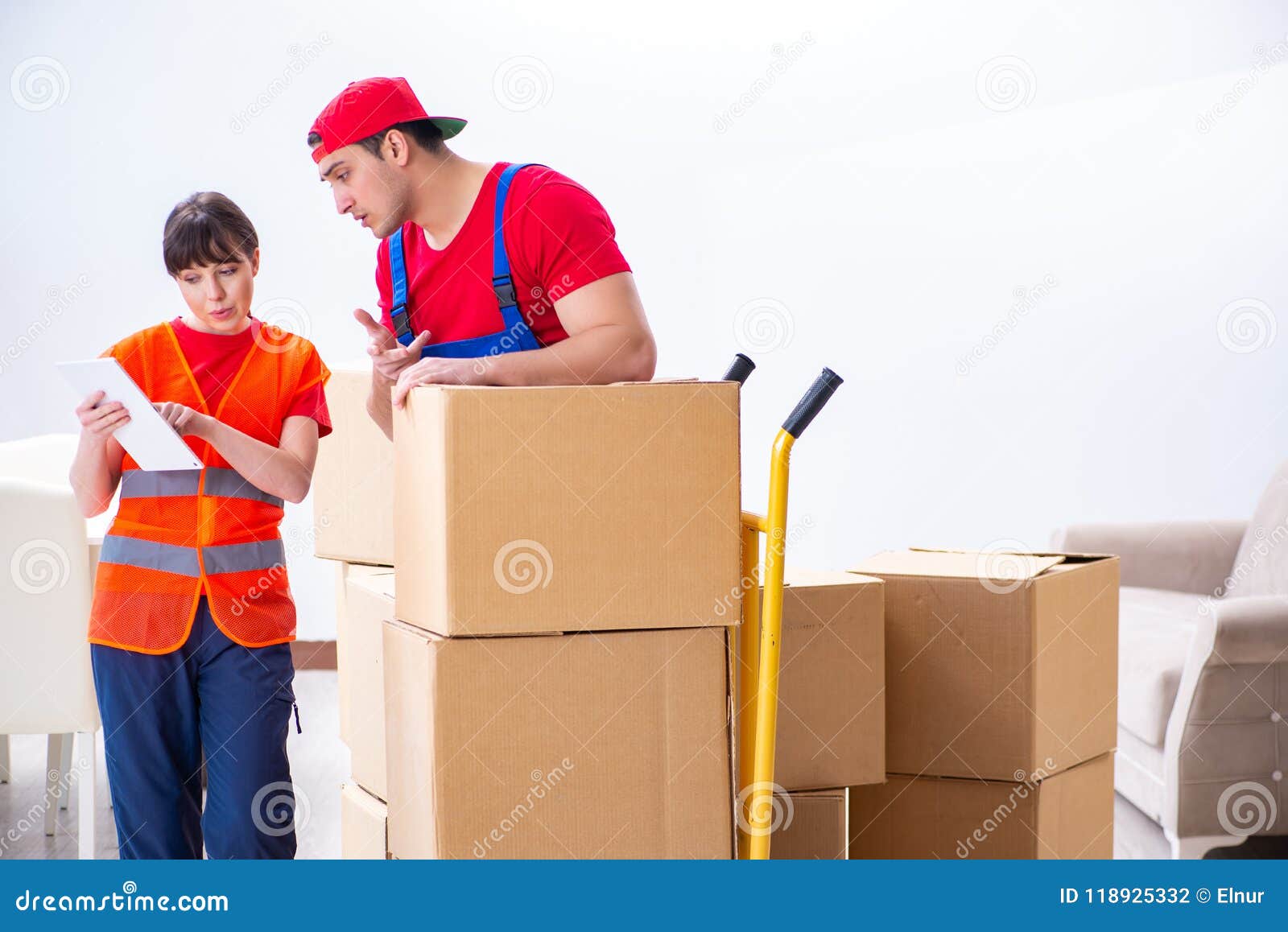 The Professional Movers Doing Home Relocation Stock Photo - Image of ...