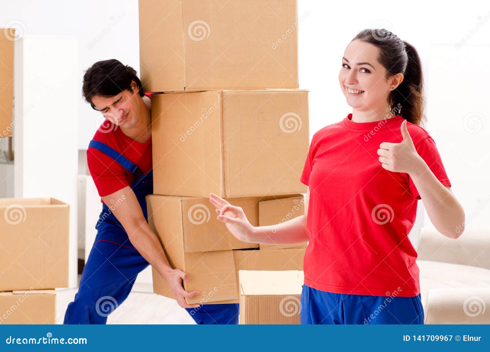 The Professional Movers Doing Home Relocation Stock Image - Image of ...