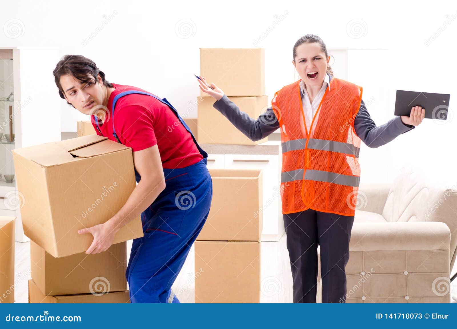 The Professional Movers Doing Home Relocation Stock Image - Image of ...