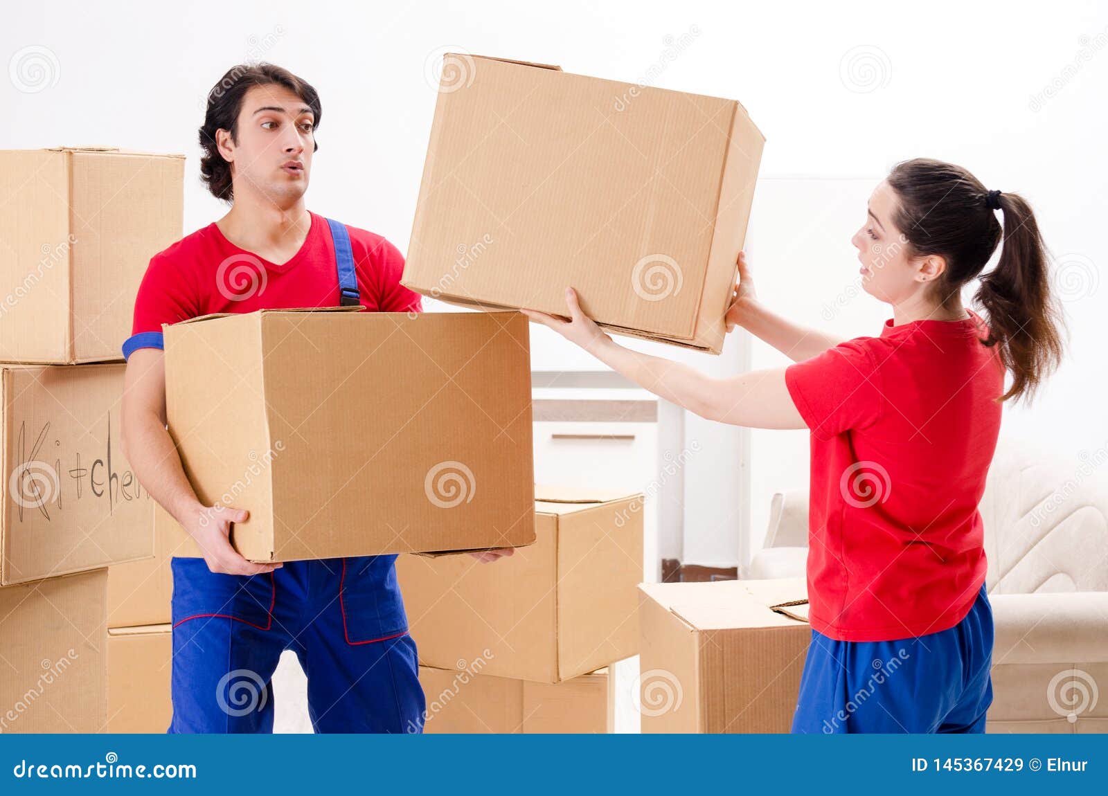 The Professional Movers Doing Home Relocation Stock Image - Image of ...