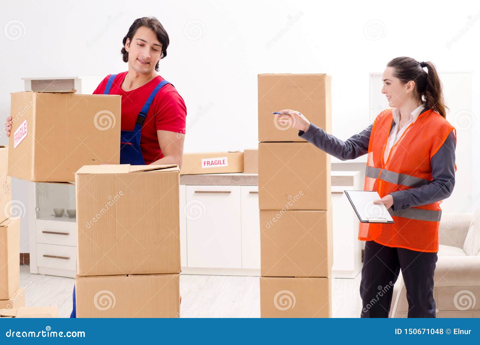 The Professional Movers Doing Home Relocation Stock Photo - Image of ...