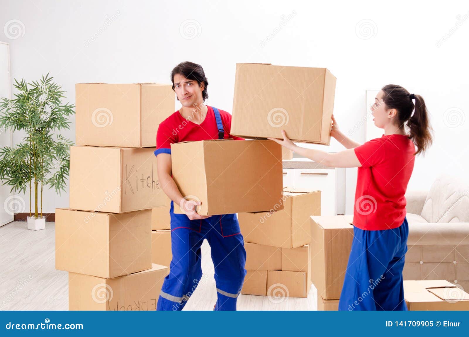 The Professional Movers Doing Home Relocation Stock Image - Image of ...