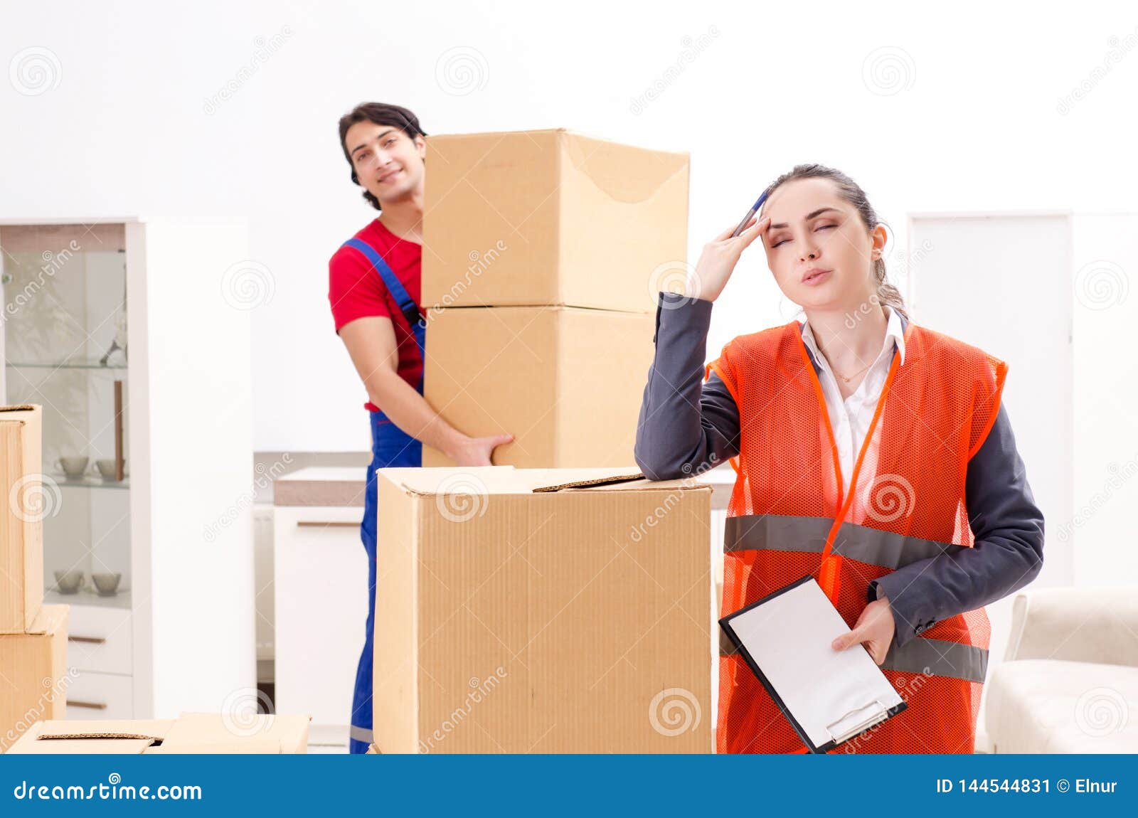 The Professional Movers Doing Home Relocation Stock Image - Image of ...