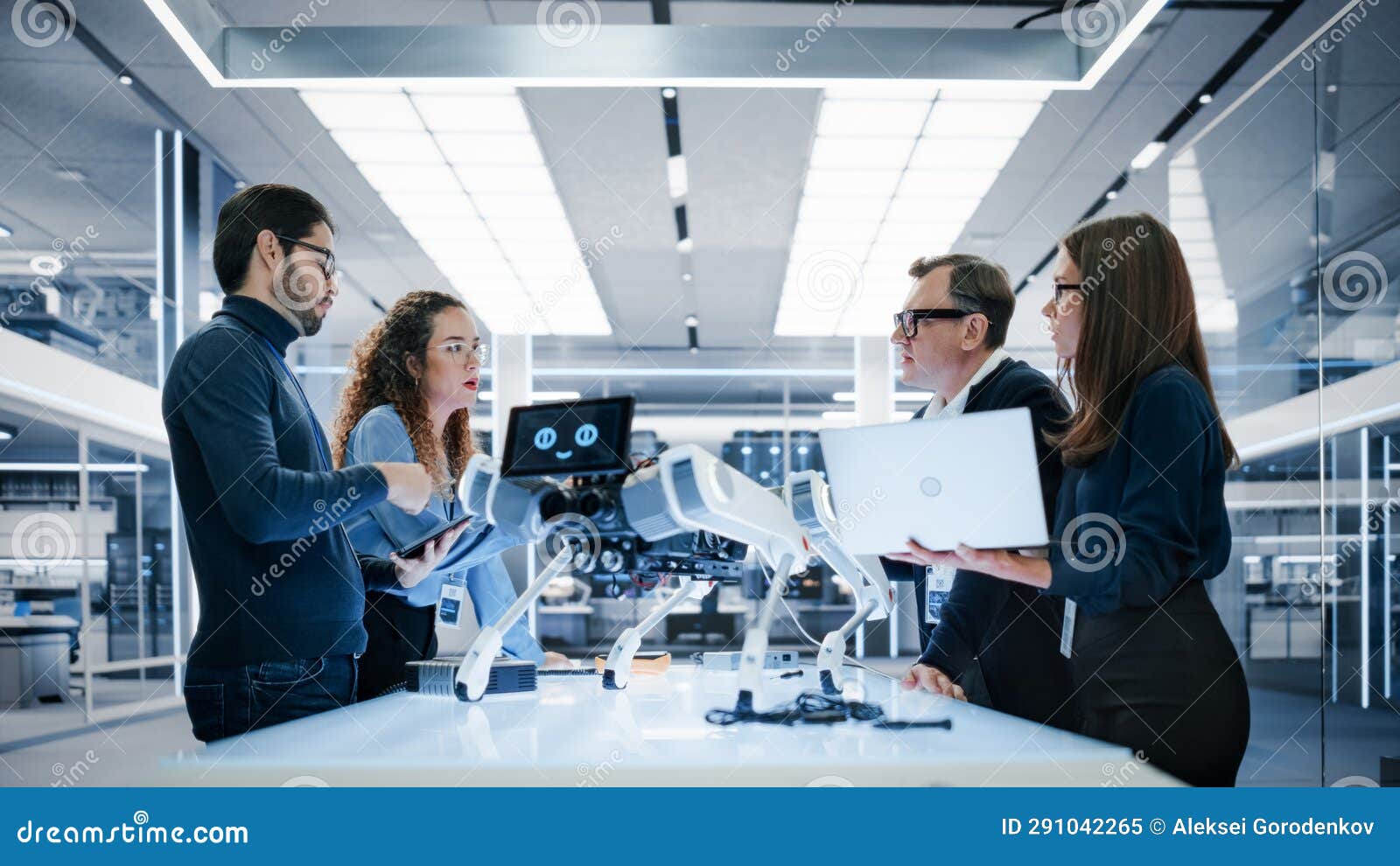 Professional Multicultural Team Of Female And Male Engineers Use ...