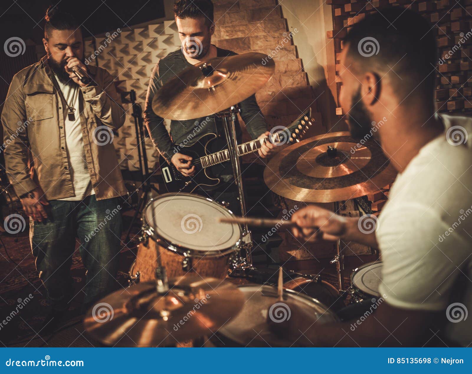 Professional Music Band Performing in Boutique Recording Studio Stock ...