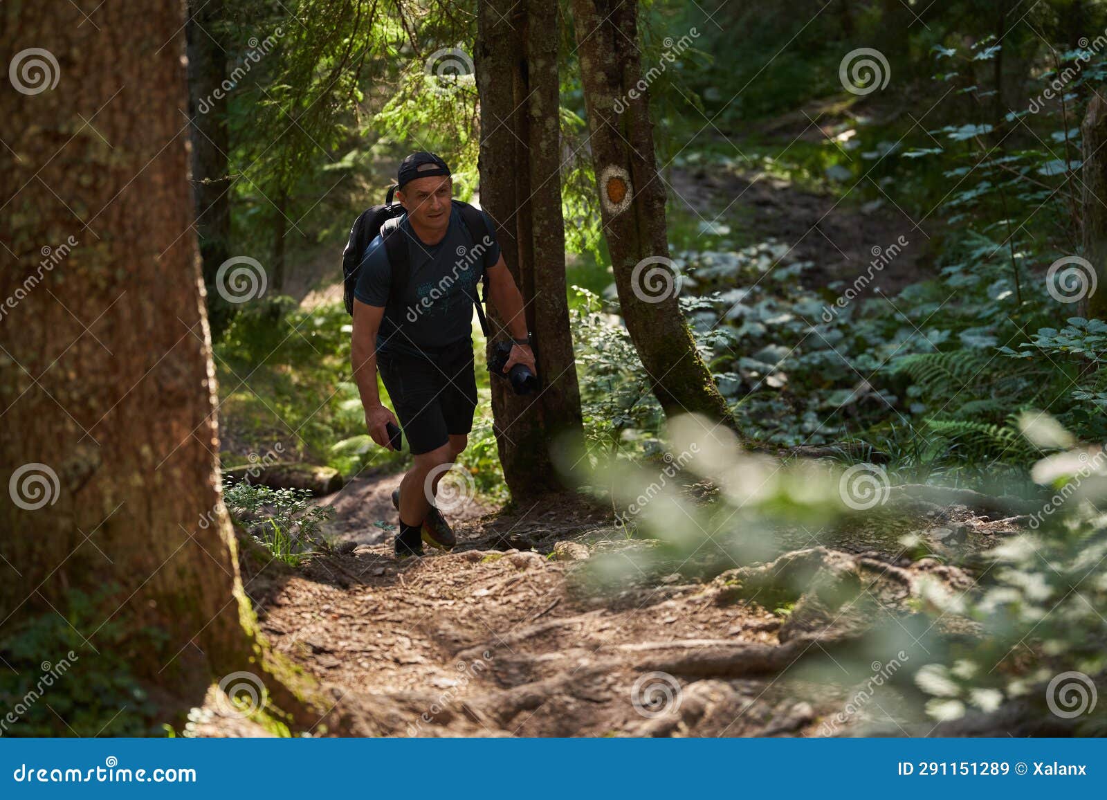 Professional Nature Photographer Hiking Stock Image - Image of ...