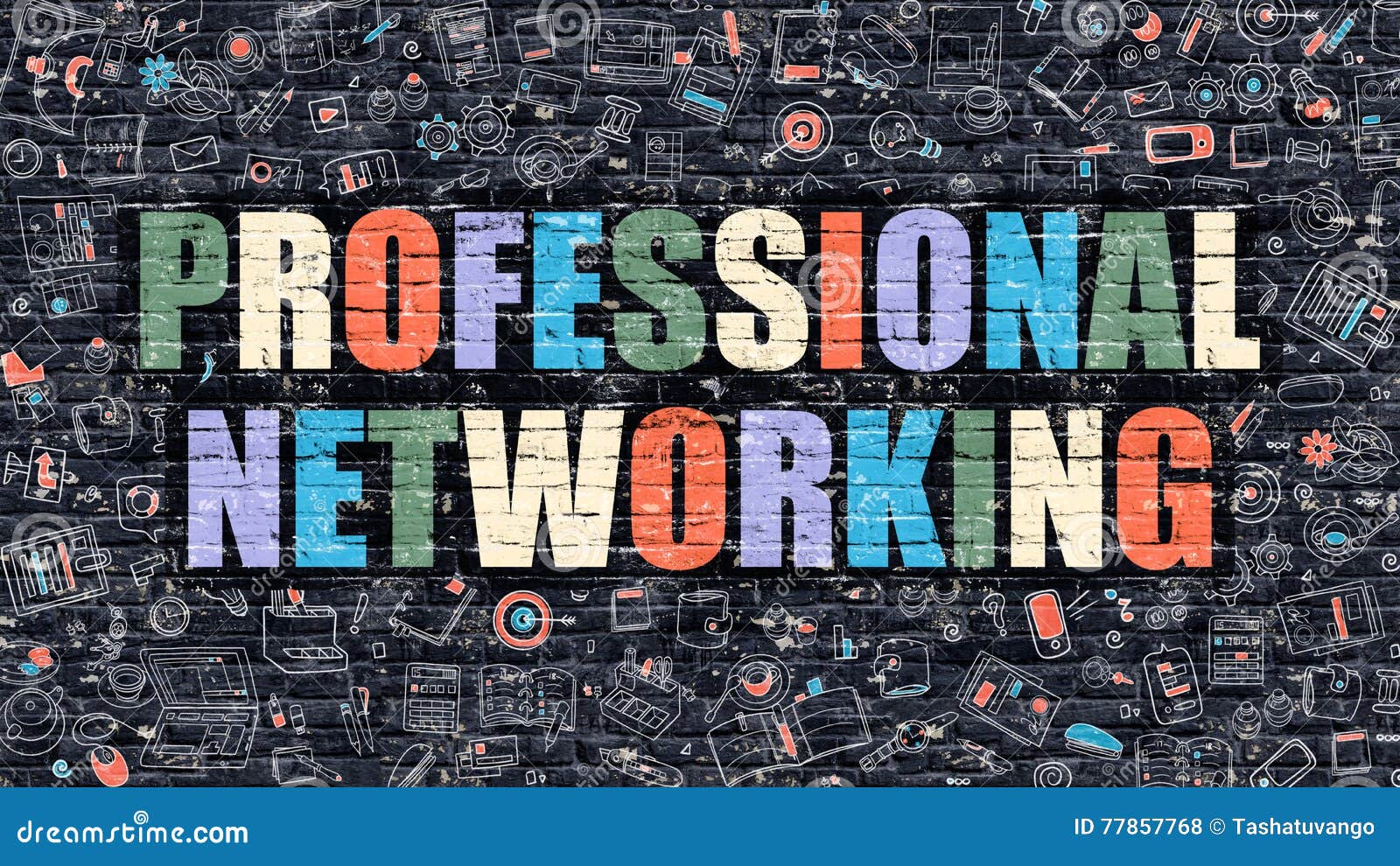 Professional Networking on Dark Brick Wall. Stock Illustration ...