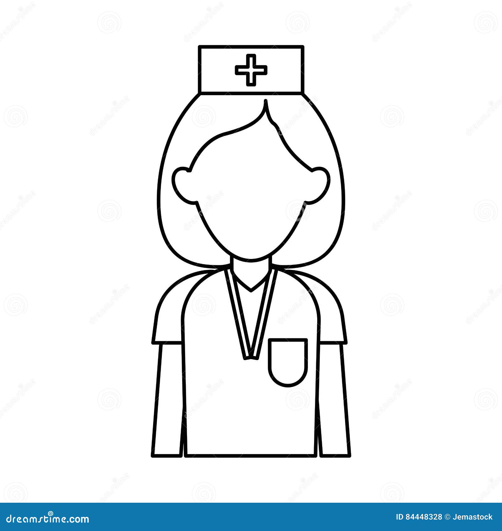 Professional Nurse Hat Uniform Medical Outline Stock Vector ...