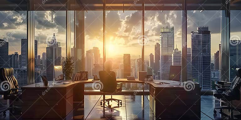 Professional Office for Work with Large Windows Stock Photo - Image of ...