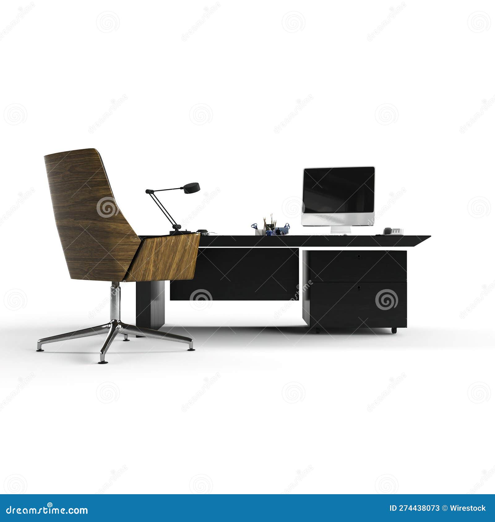 Professional Office Workspace Featuring a Computer, Desk, and Chair, 3D ...