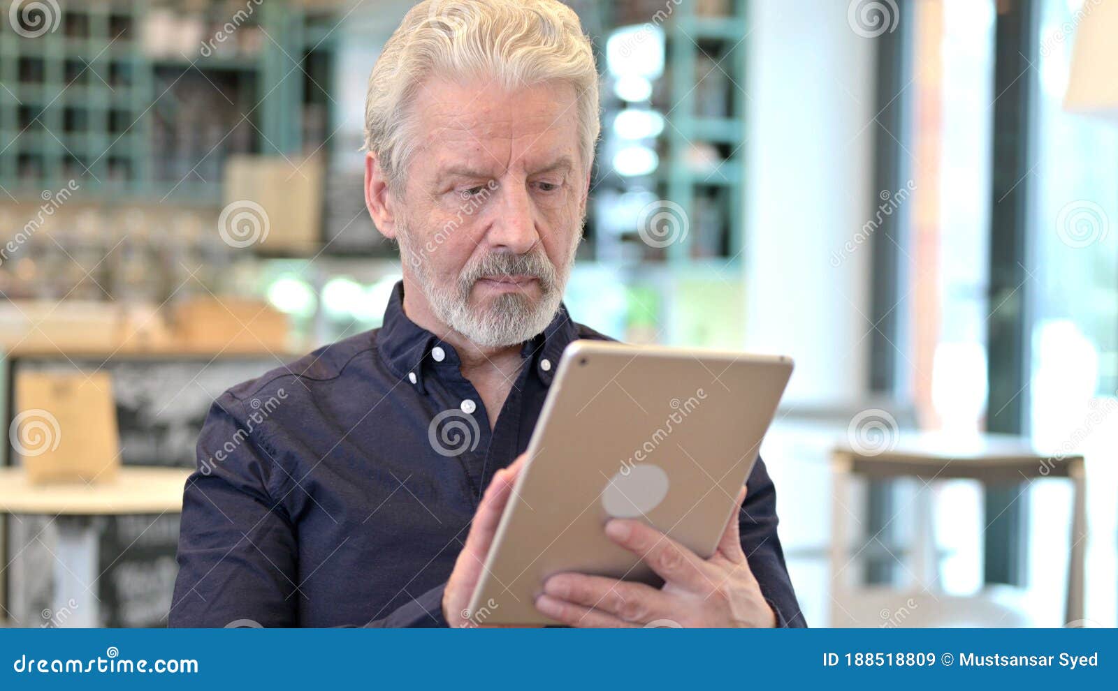 Professional Old Man Using Digital Tablet Stock Image - Image of ...