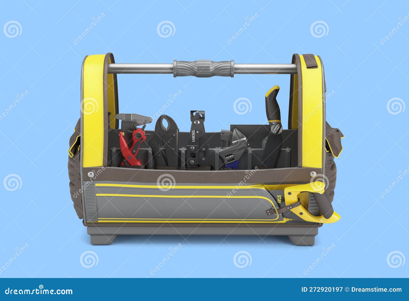 Professional Open Big Tools Case 3d Render on Blue Background Stock ...