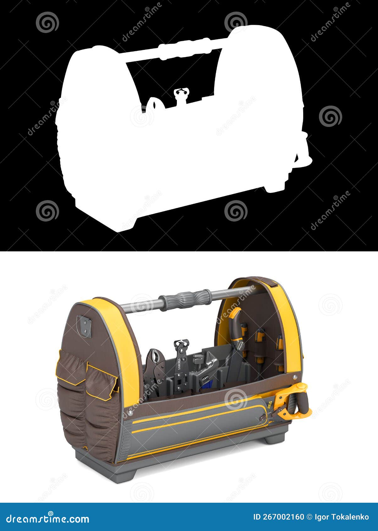 Professional Open Big Tools Case 3d Render on White with Alpha Stock ...