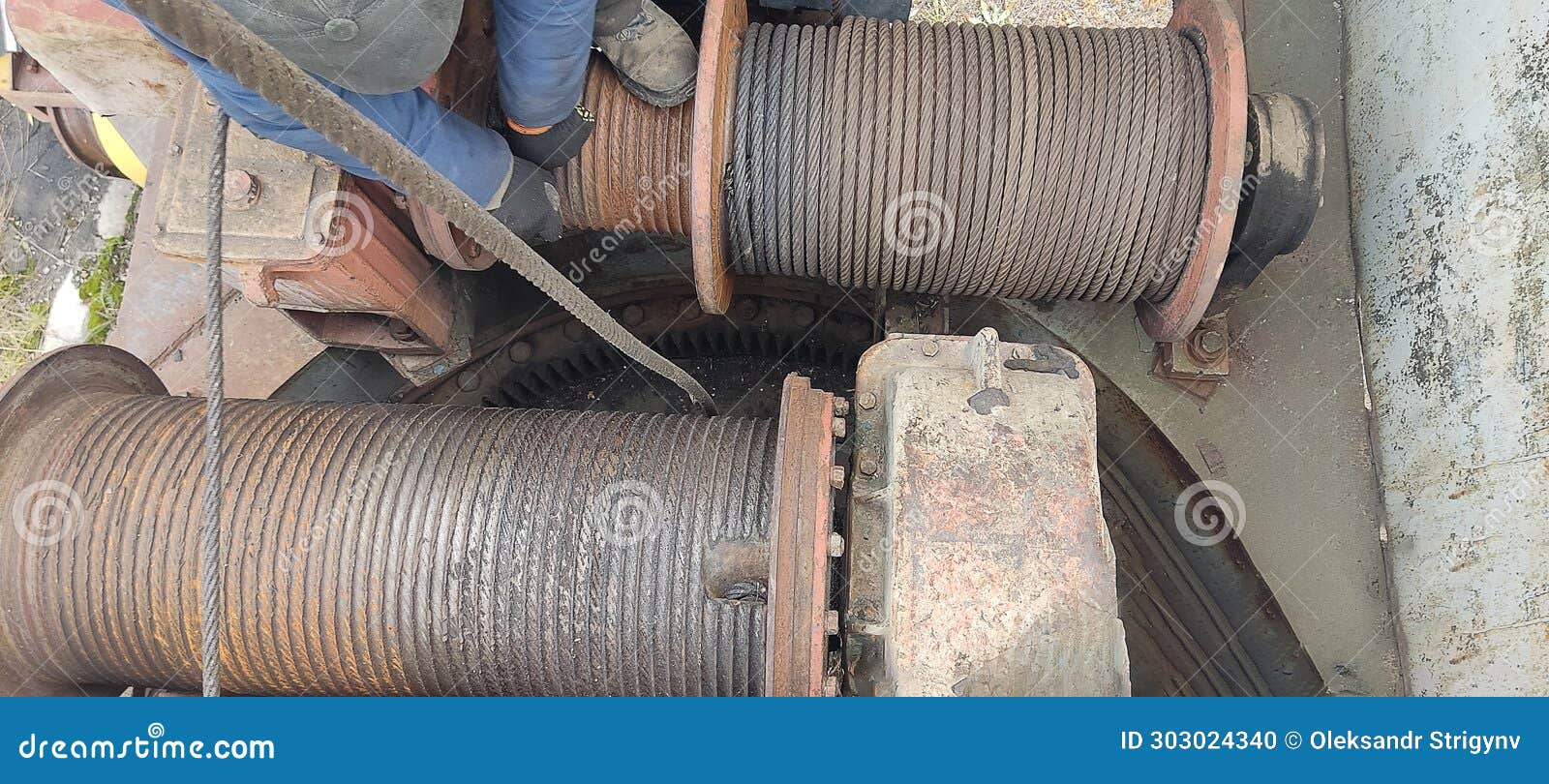 Professional Operations: Replacing Load Cable on Tower Crane Stock ...