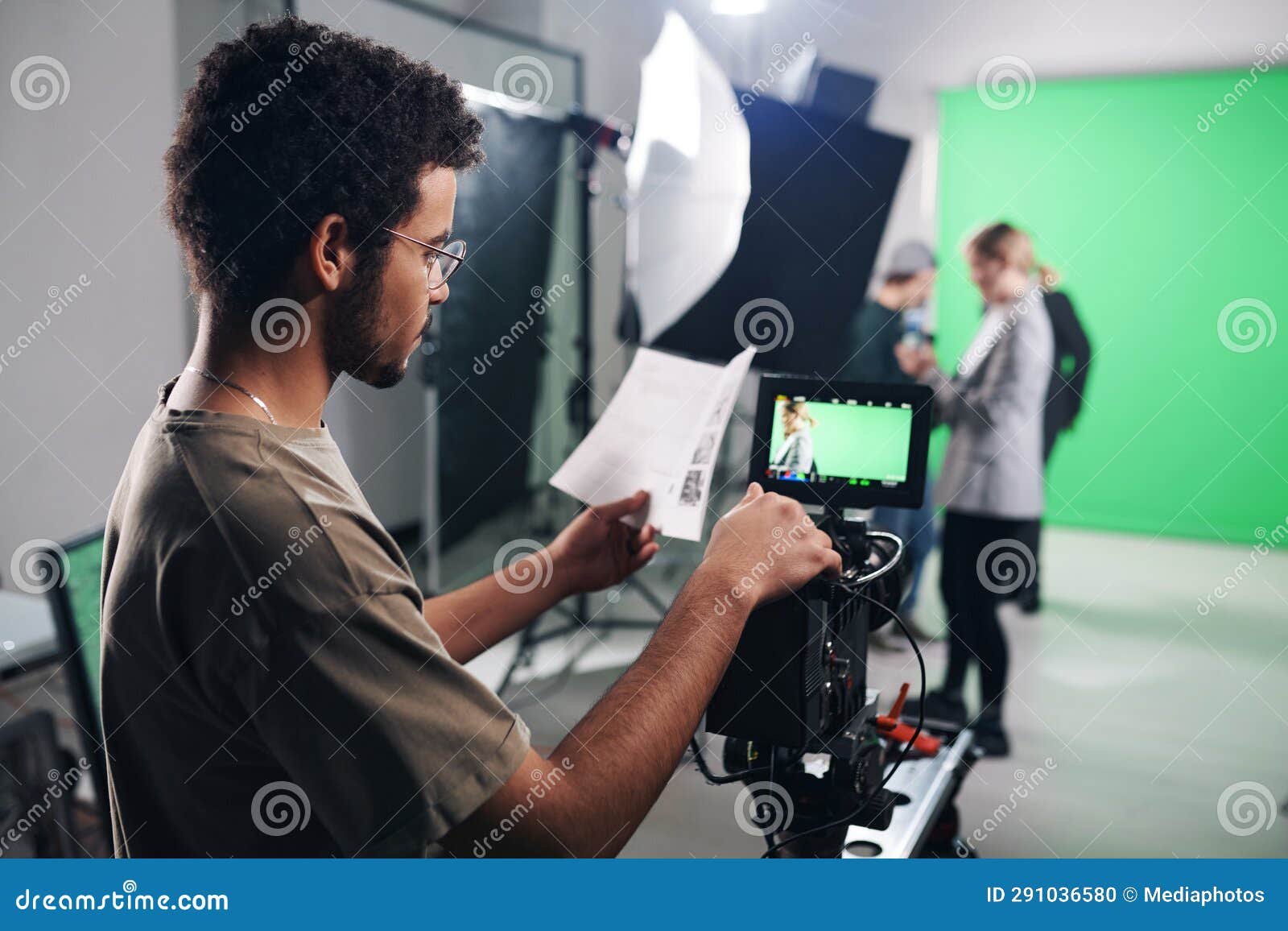 Operator Reading Script before Shooting Stock Photo - Image of ...