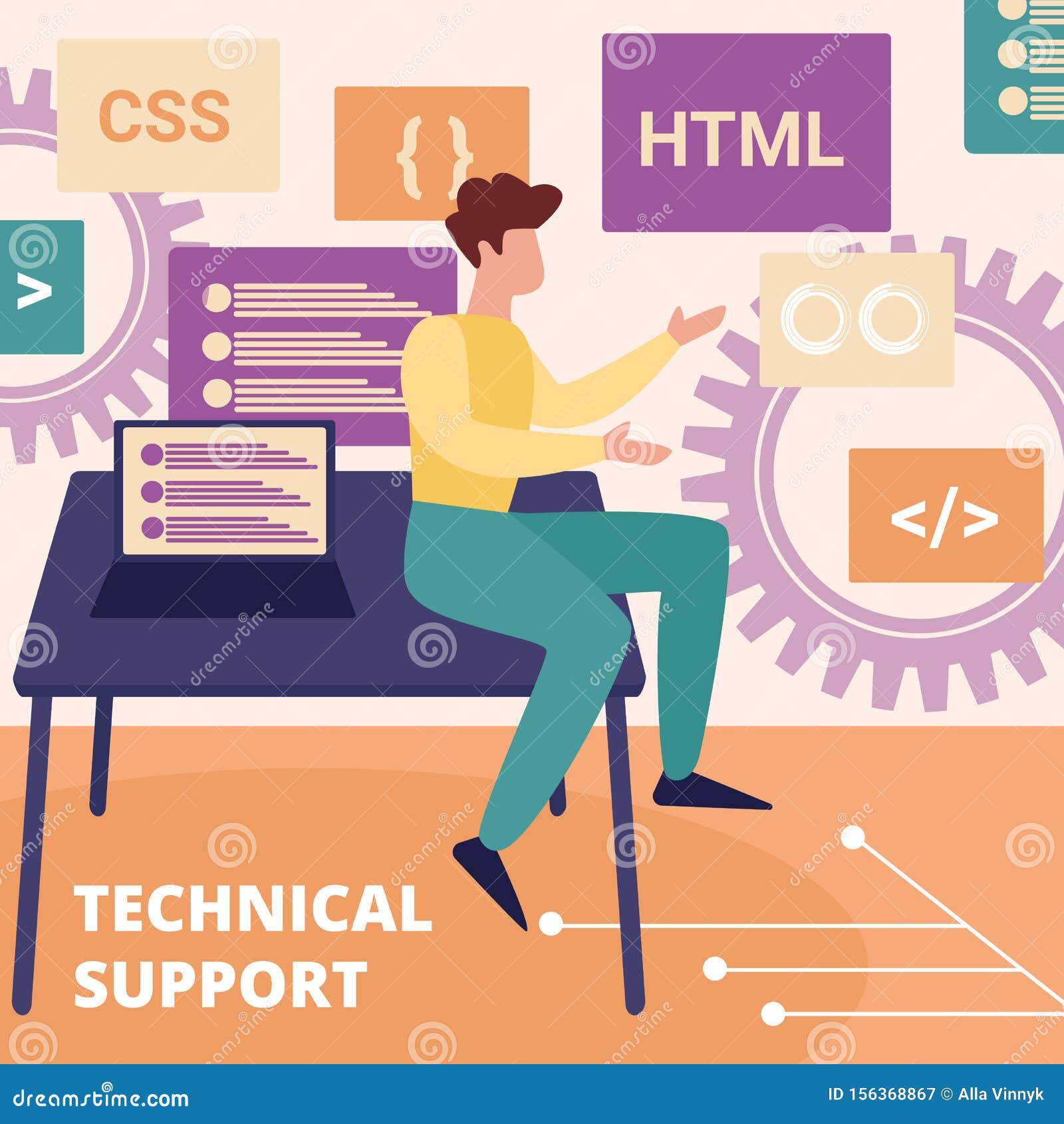 Professional Operator Of Technical Support Service Stock Vector ...