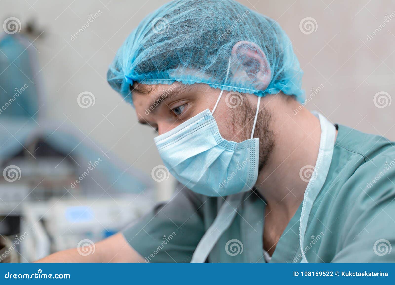 A Professional Ophthalmologist Performs Eye Surgery with a Microscope ...