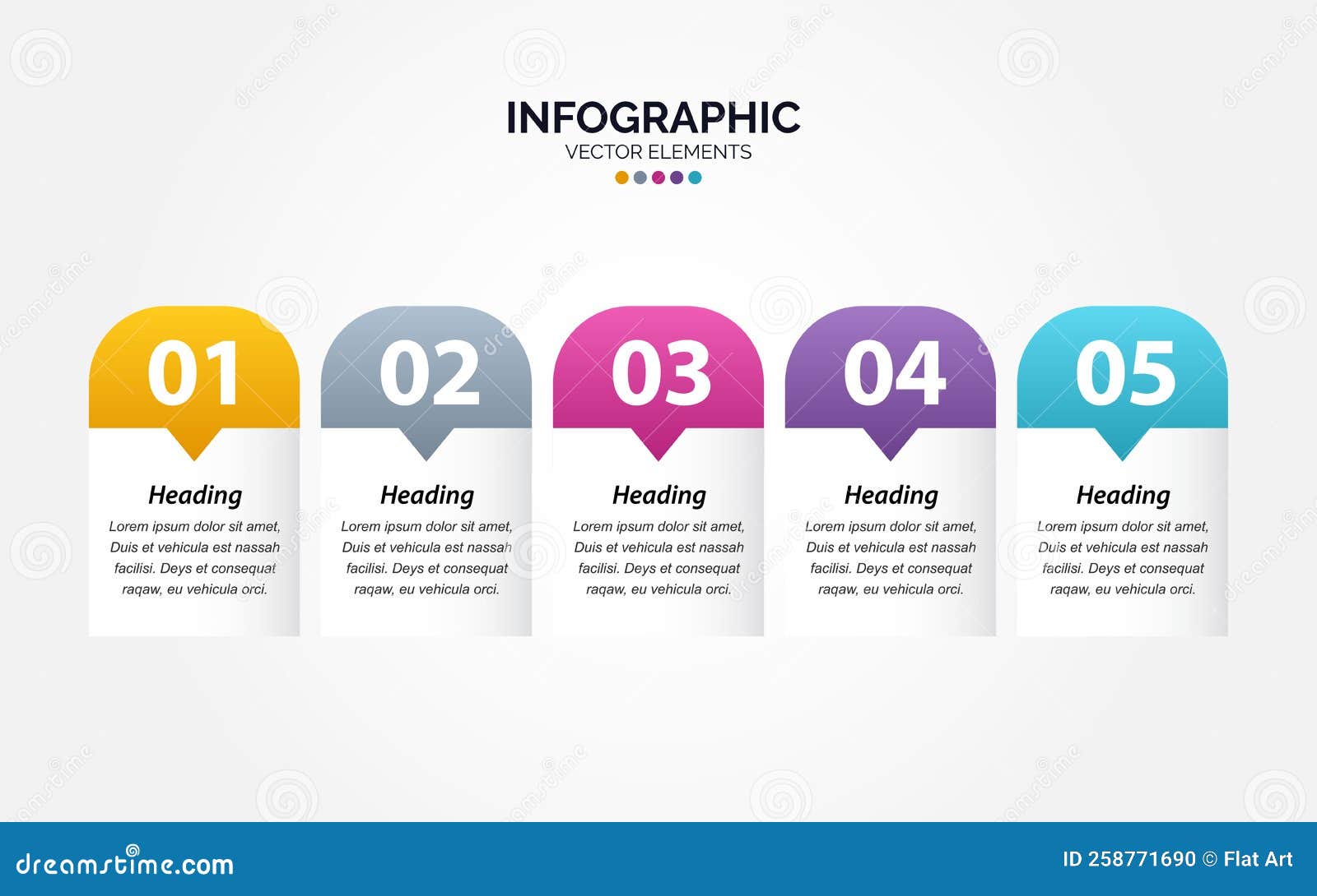 Professional 5 Options Horizontal Infographic with Icon 5 Options ...