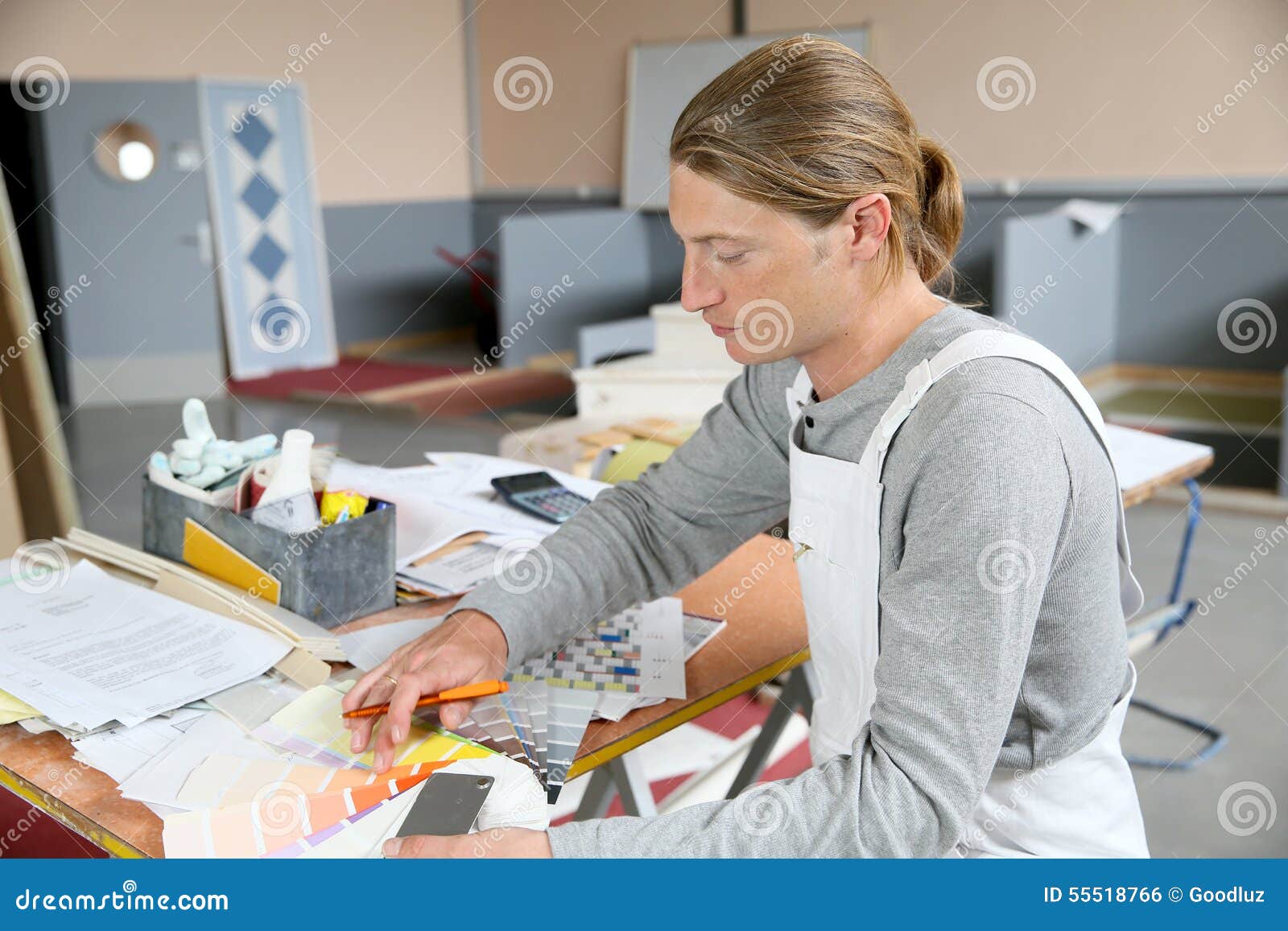 Professional Painter Preparing Color Samples for House Painting Stock ...