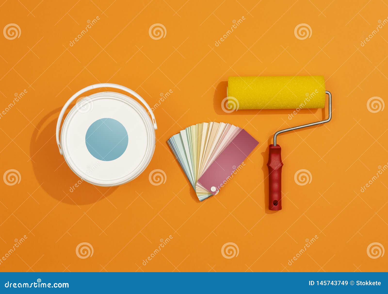 Professional Painter Work Tools on Orange Background Stock Image ...